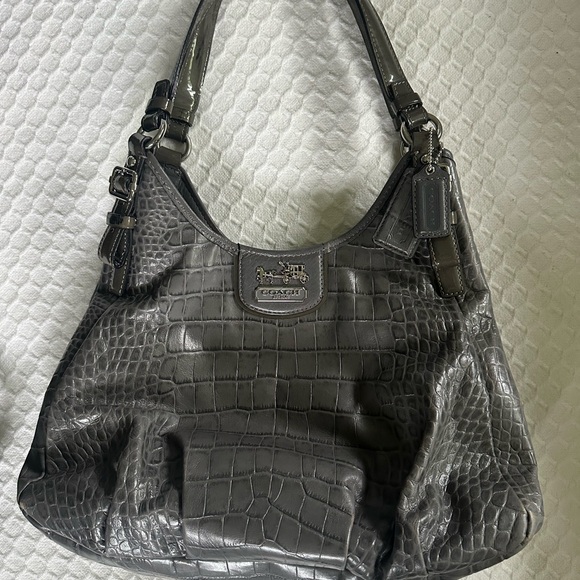 Coach | Bags | Coach Gray Crocodile Embossed Womens Bag | Poshmark